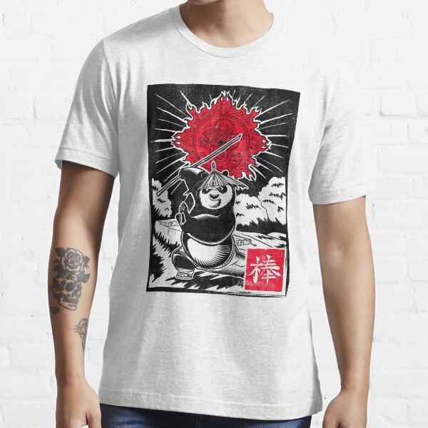"Kung Fu Panda Master Po Action Pose Woodcut Poster" Essential T-Shirt ...