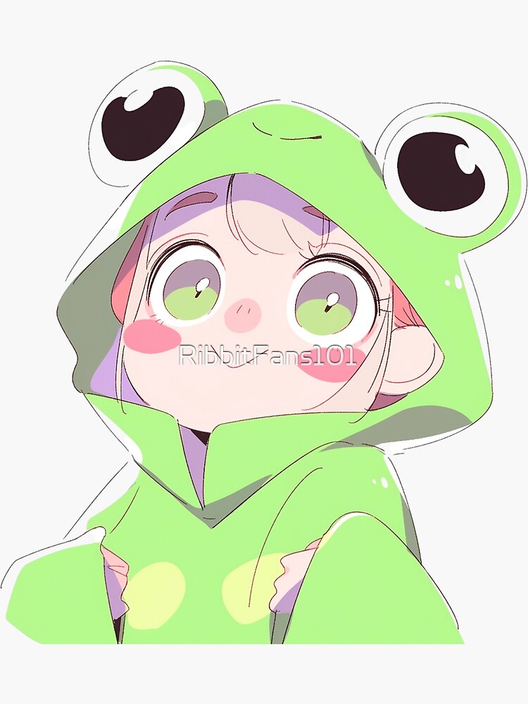 "Anime Girl Wearing Frog Jacket" Sticker for Sale by RibbitFans101 ...