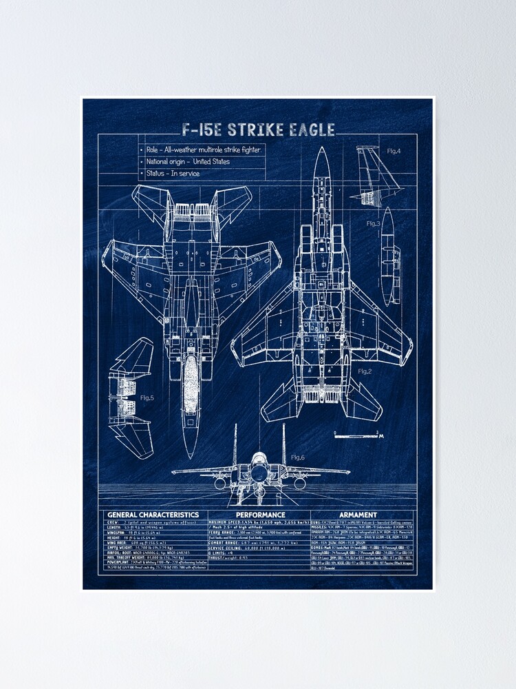 "F 15 Eagle Blueprint " Poster for Sale by OldschoolCrew | Redbubble