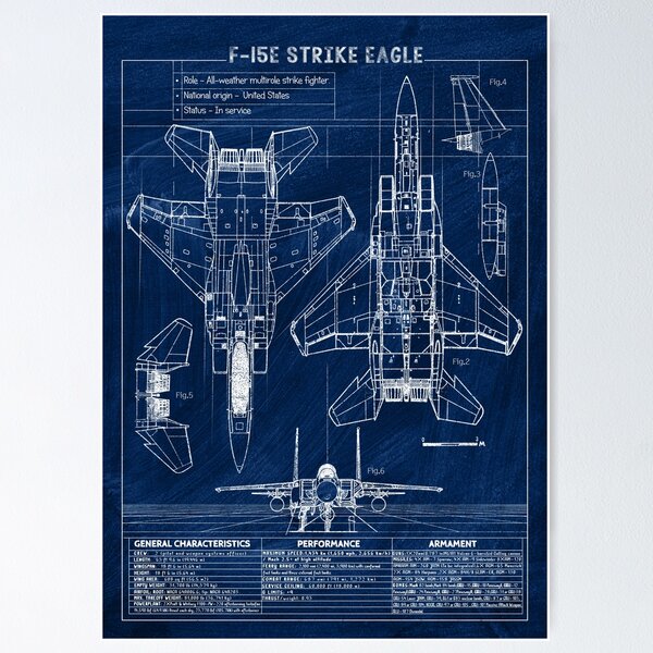 "F 15 Eagle Blueprint " Poster for Sale by OldschoolCrew | Redbubble