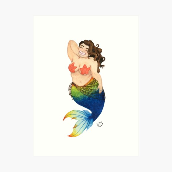 "Plus Sized Mermaid" Art Print for Sale by Anywhowhatsit | Redbubble