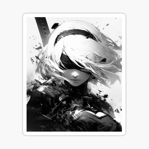 "2B - Nier Automata - Combat Android" Sticker for Sale by Splatter-arts ...