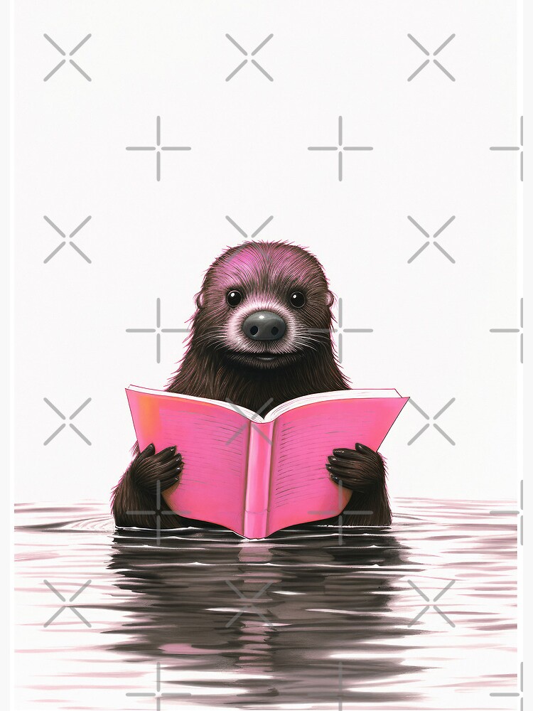 "Adorable Bath Time Otter Reading Retro-Style Nursery Room Wall Art ...