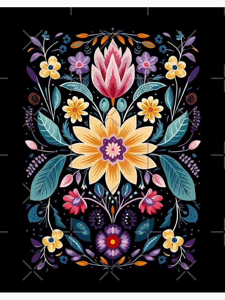 "Ojibwe Floral pattern Native American art Folk floral art" Art Board ...