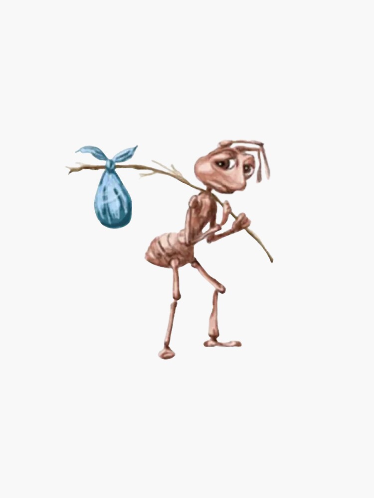 "Sad Ant With Bindle / Homeless Ant / How It Feels To Ant" Sticker for ...