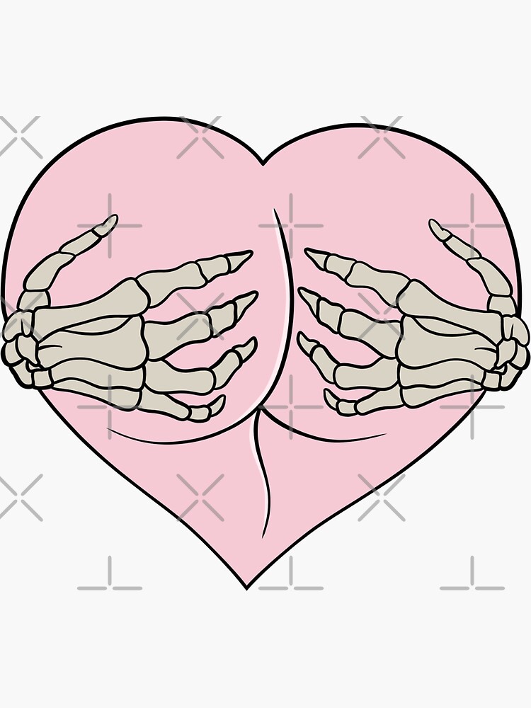 "Pink Heart Butt Hug Skeleton Hands" Sticker for Sale by IsabelleBellino | Redbubble