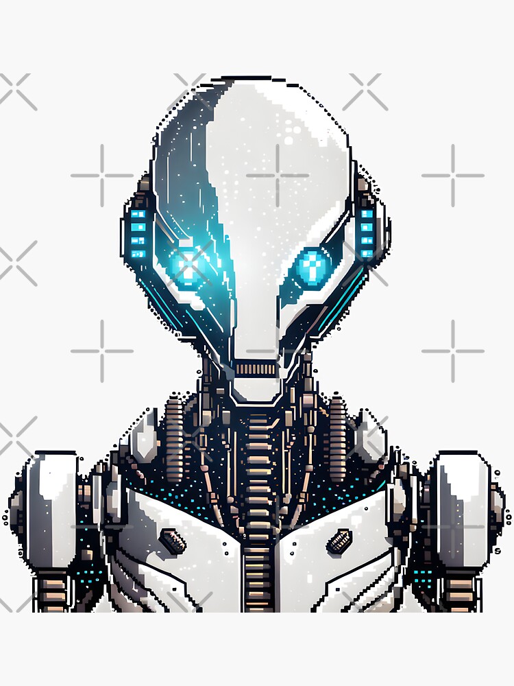 "A futuristic alien robot machine in pixelart" Sticker for Sale by duhnnae | Redbubble