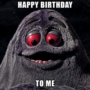 "Cursed Photorealistic Happy Birthday Grimace Meme" Greeting Card for ...