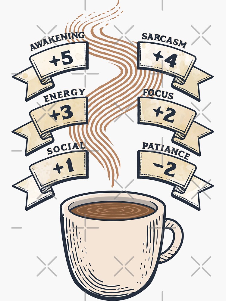 "Coffee Game Stats Vintage Coffee Cup DnD" Sticker for Sale by wolfkin ...