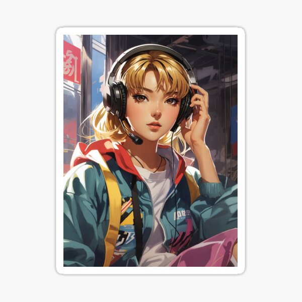 "Misaki - Stylish 90s Girl - Vintage Magazine Cover" Sticker for Sale ...