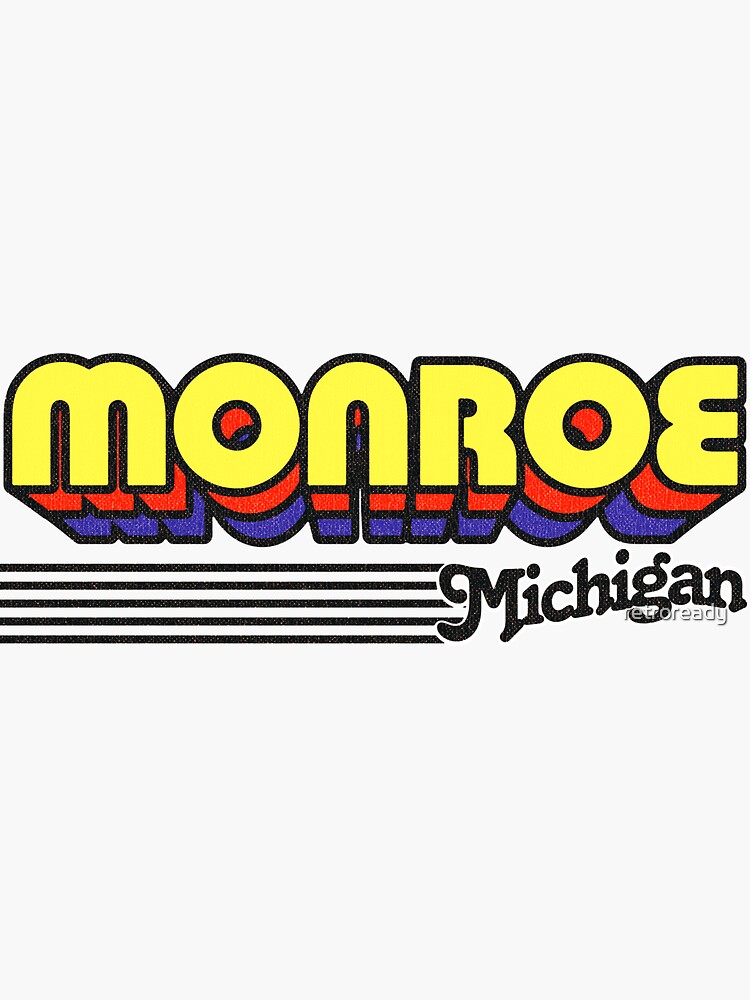 "Monroe, Michigan | Retro Stripes" Sticker for Sale by retroready ...