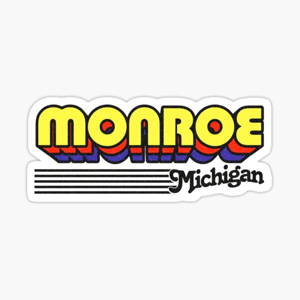 "Monroe, Michigan | Retro Stripes" Sticker for Sale by retroready ...