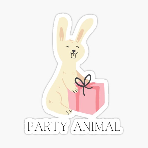 " Party Animal bunny" Sticker for Sale by Moms-Rocking-It | Redbubble