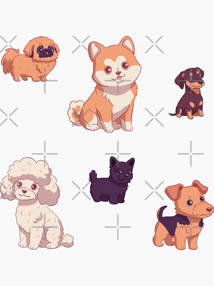 "Cute chibi dog breed pack " Sticker for Sale by Yaragold | Redbubble