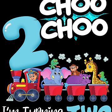 "2nd Birthday Train Choo Choo I'm Turning Two Years Old" Sticker for ...