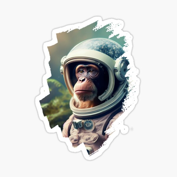 "Space Monkey Astronaut - Forest Landscape - Universe Explorer" Sticker ...