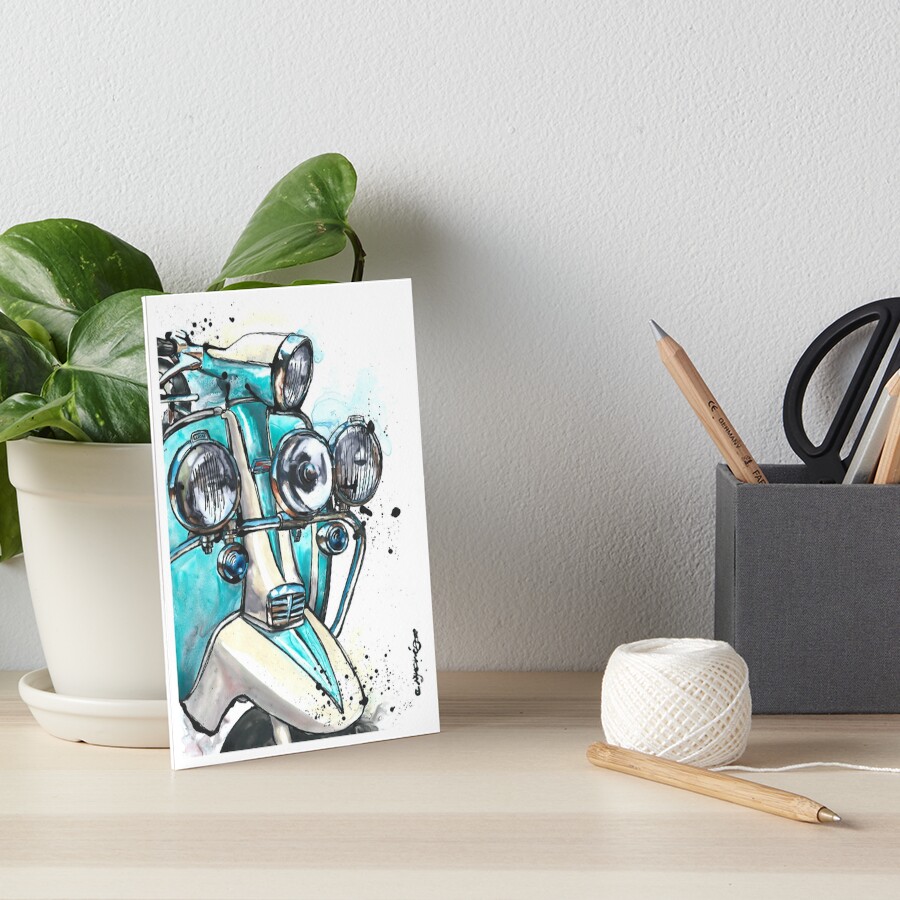 "Turquoise Lambretta painting" Art Board Print for Sale by NikkiMorris ...