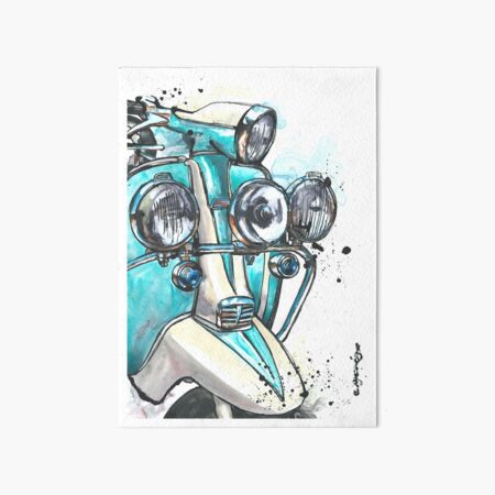 "Turquoise Lambretta painting" Art Board Print for Sale by NikkiMorris ...
