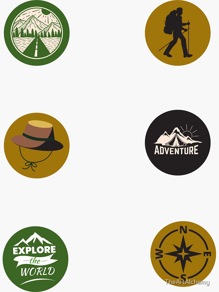 "Adventure sticker pack" Sticker for Sale by TheArtAlchemy | Redbubble