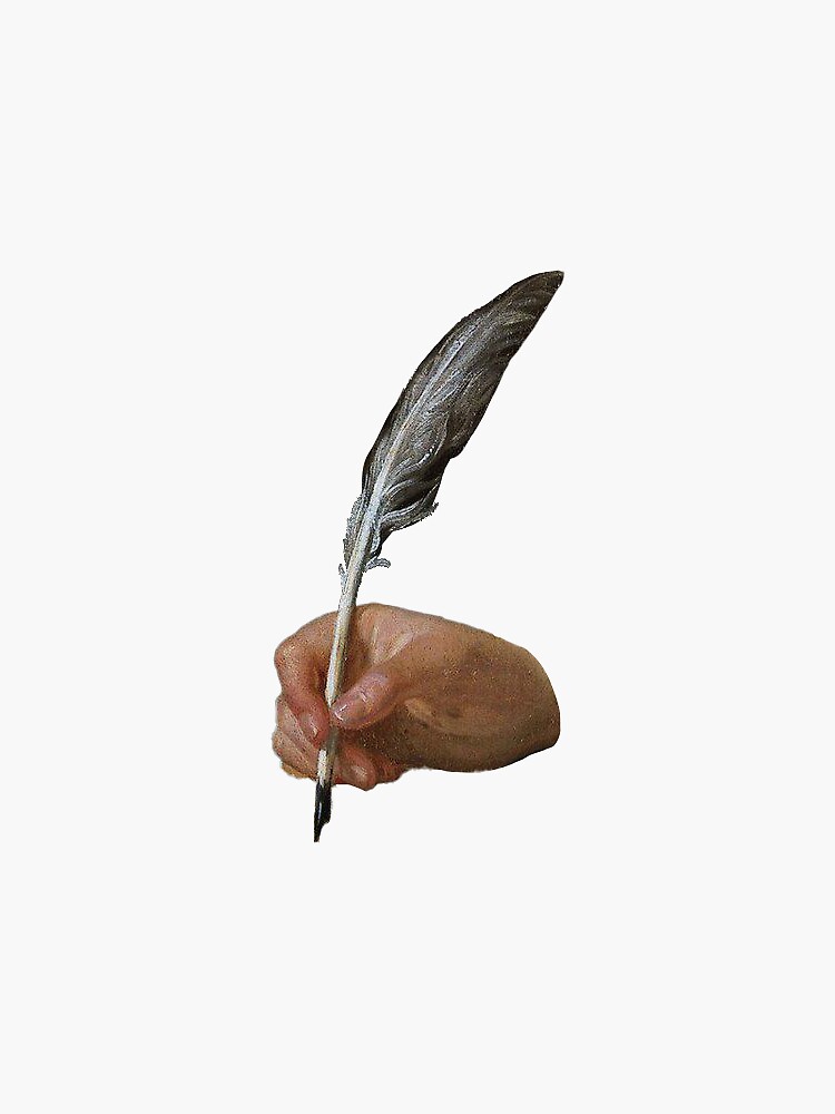 "Hand with Quill" Sticker for Sale by amelieglass | Redbubble