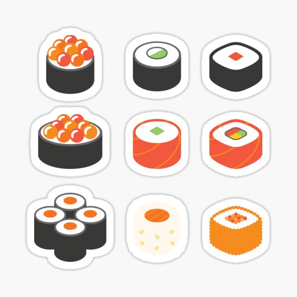 "Illustrated Japanese Sushi Roll Pattern" Sticker for Sale by designdog ...