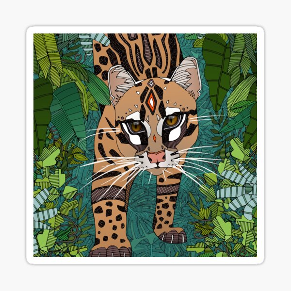 "ocelot jungle green" Sticker by scrummy | Redbubble