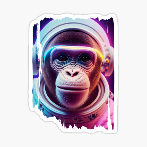 "Space Monkey Astronaut - Neon Planet Landscape - Universe Explorer ...