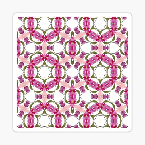 "Pink and green flowers patterns" Sticker for Sale by KatiePatterns ...