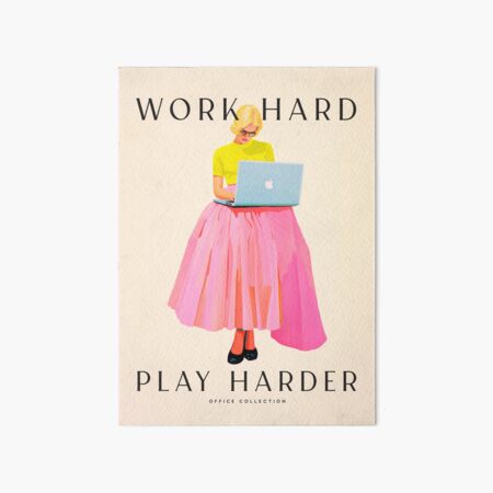 "Work Hard Play Harder - Retro Vintage Motivational Office Poster for ...
