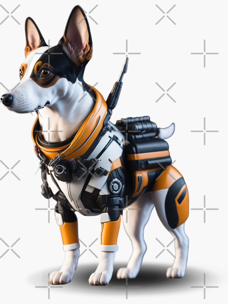 "Basenji in cyberpunk jacket" Sticker for Sale by OurGirlGertie | Redbubble