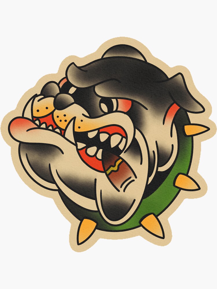 "Bulldog Tattoo Flash " Sticker for Sale by TMJ Design Co | Redbubble