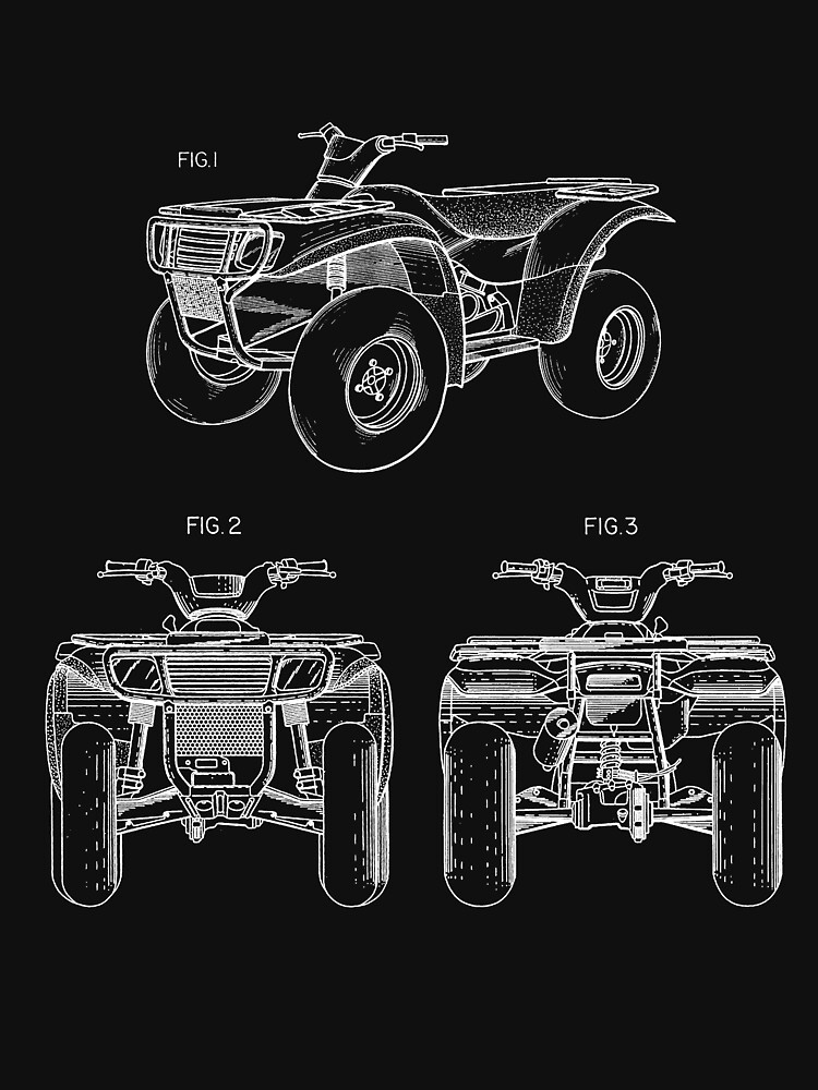 "ATV 4-Wheeler Blueprint Shirt - Quad UTV Four Wheeler Tee" T-shirt for ...