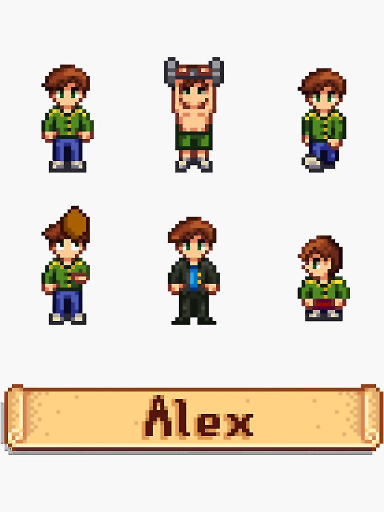 "Stardew Valley Sprites - Alex" Sticker for Sale by ElyLidia | Redbubble