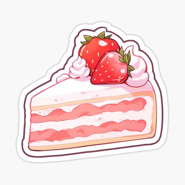 "strawberry cake" Sticker for Sale by LittlePunctShop | Redbubble