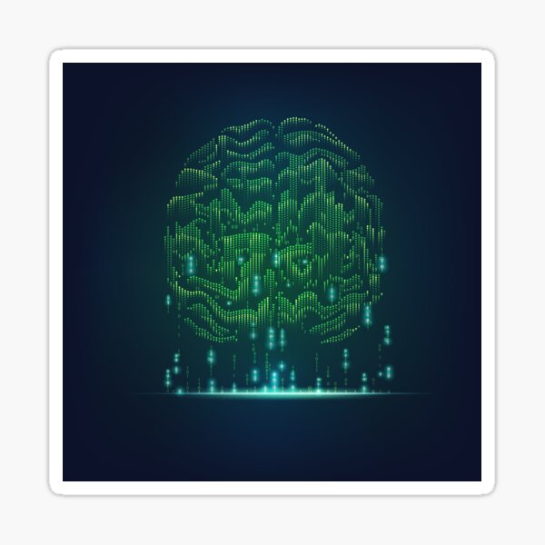 "artificial intelligence binary brain deep learning tech" Sticker for ...