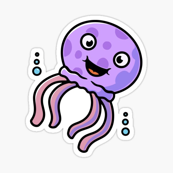 Sticker for Sale mit "niedliche Qualle lächelnde Cartoon-Illustration ...