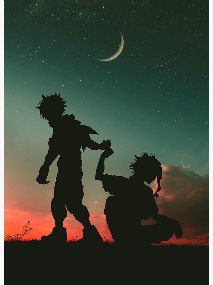 "Anime My Hero Academia Silhouette Epic Scene Deku And All Might" Art ...