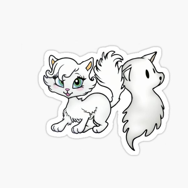 "Cute white cat with ghost dog in background cartoon characters ...