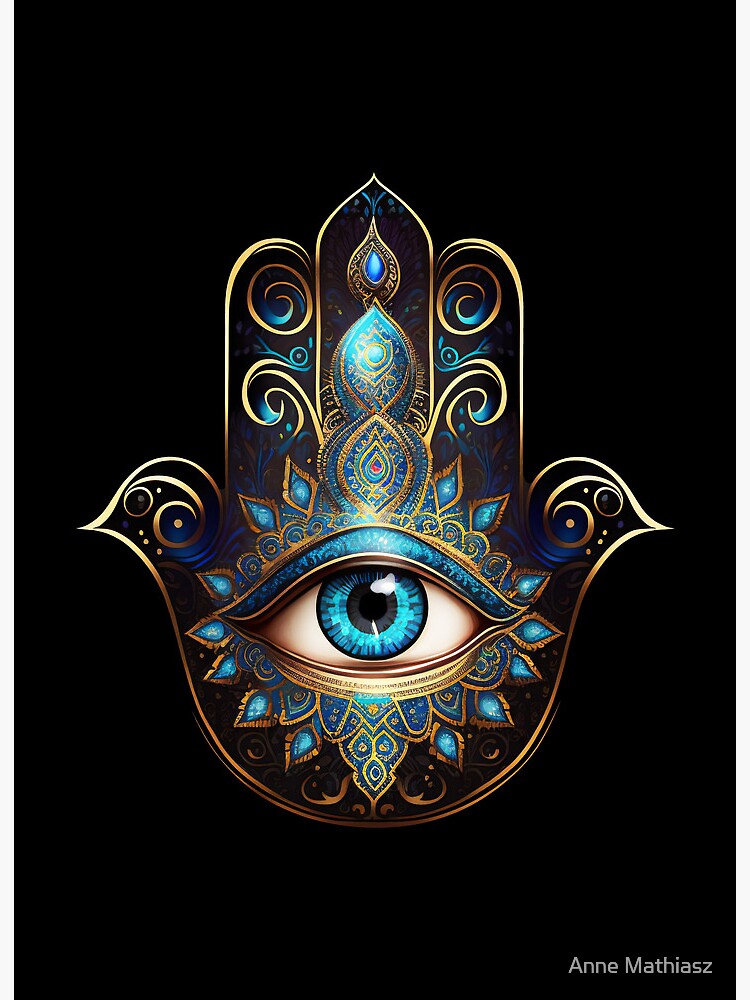 "Hamsa Hand, floral, all seeing eye, protection symbol, distressed style" Art Board Print for ...