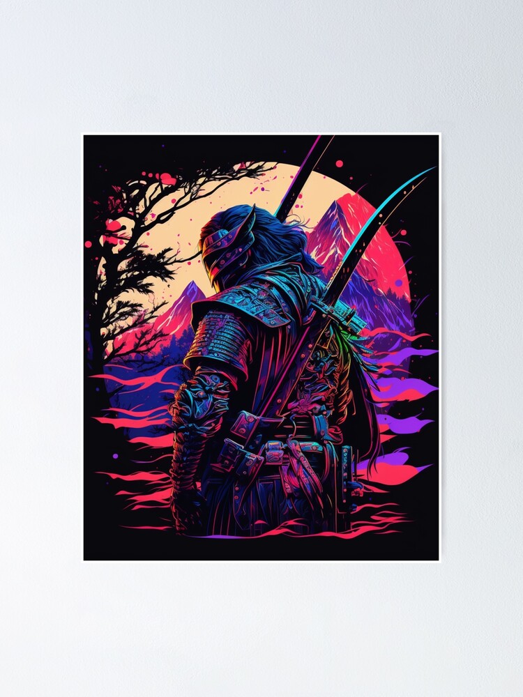 "Synthwave Warrior Samurai " Poster for Sale by ToxicDisign | Redbubble