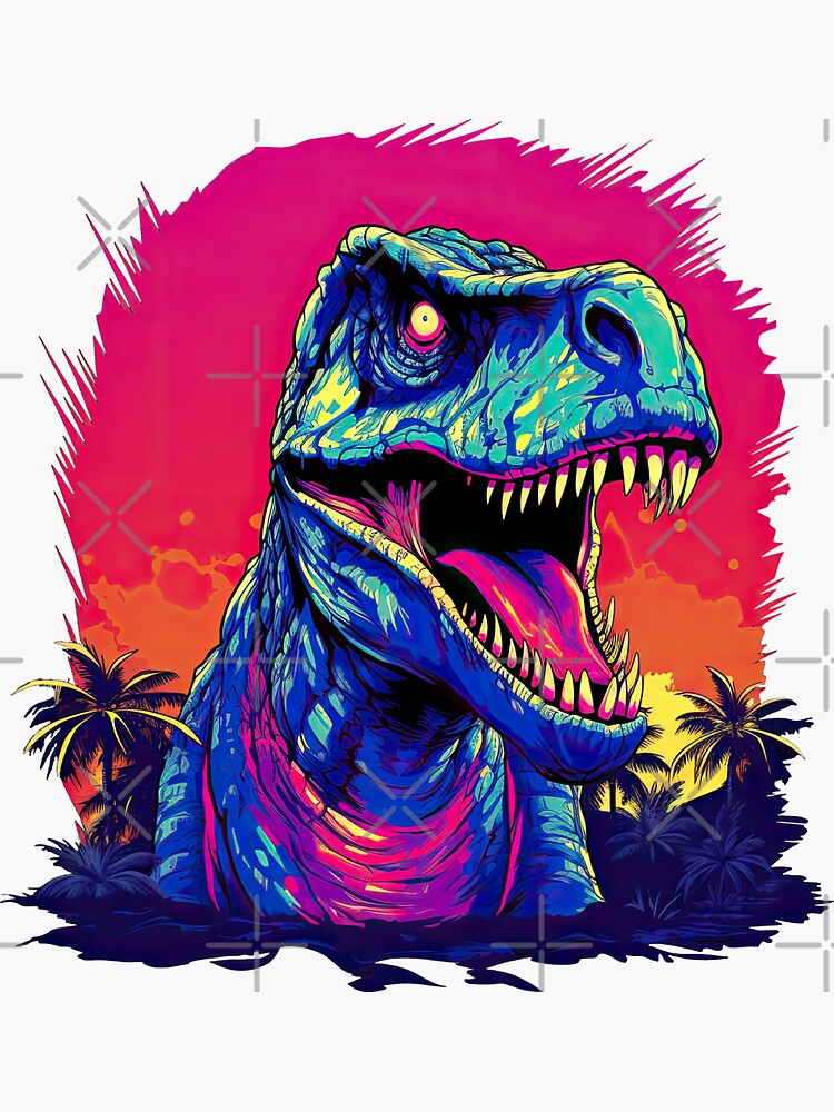 "80s Retro Style T-Rex " Sticker for Sale by Puristock | Redbubble