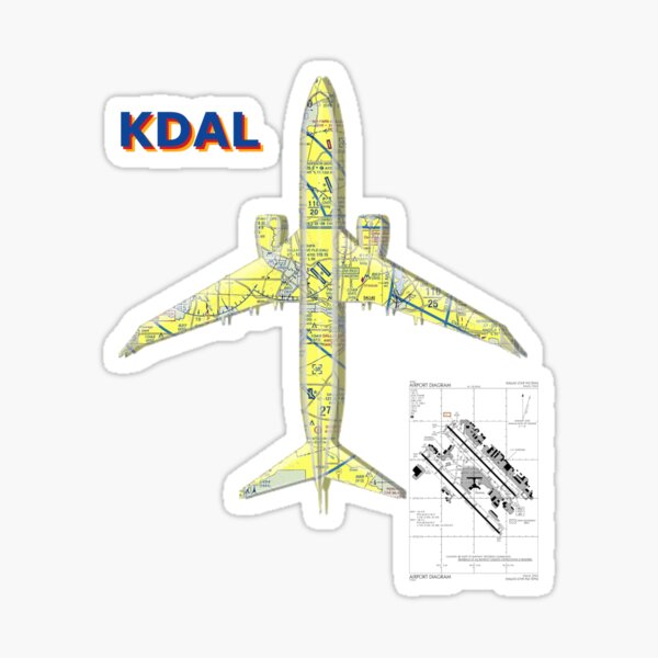 "B737 KDAL (Dallas Love Field Airport) VFR and Taxi Chart" Sticker for ...