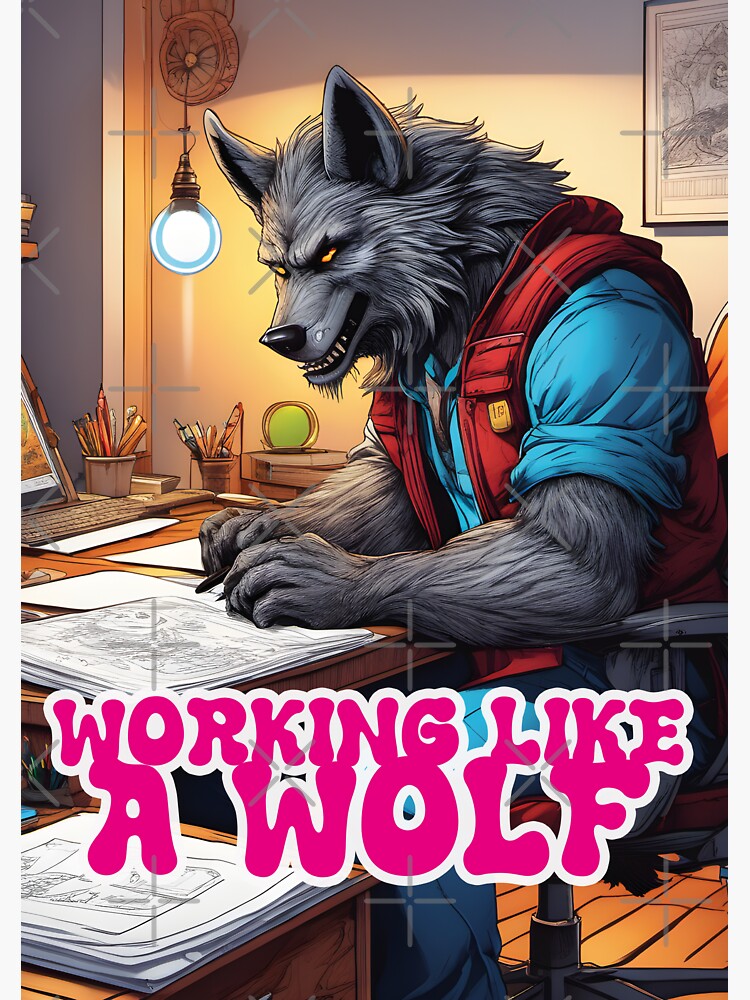 "Werewolf works in the home office" Sticker by Mauswohn | Redbubble