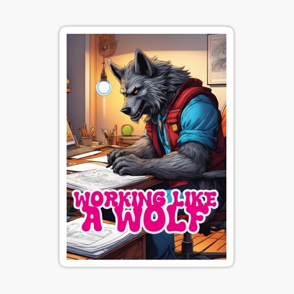 "Werewolf works in the home office" Sticker by Mauswohn | Redbubble