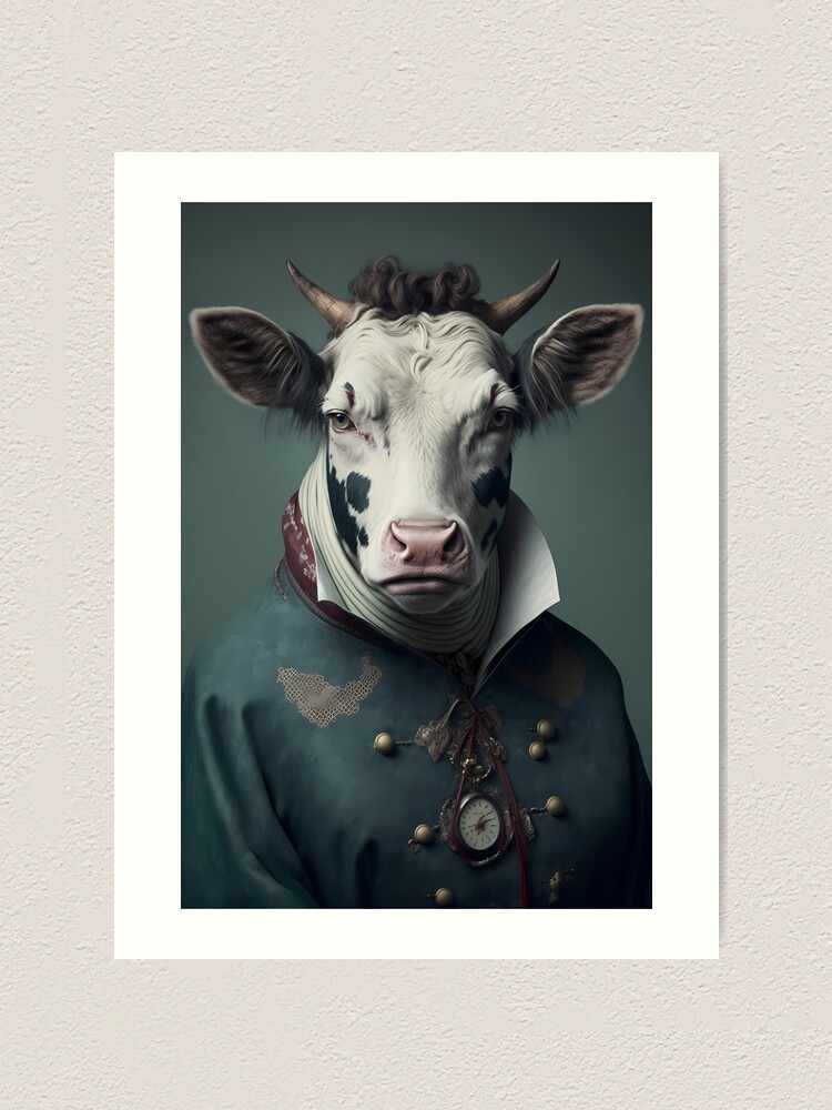 "Cow Animal Wall Print Decor | Pets Dressed as Humans | HAPP-63" Art ...