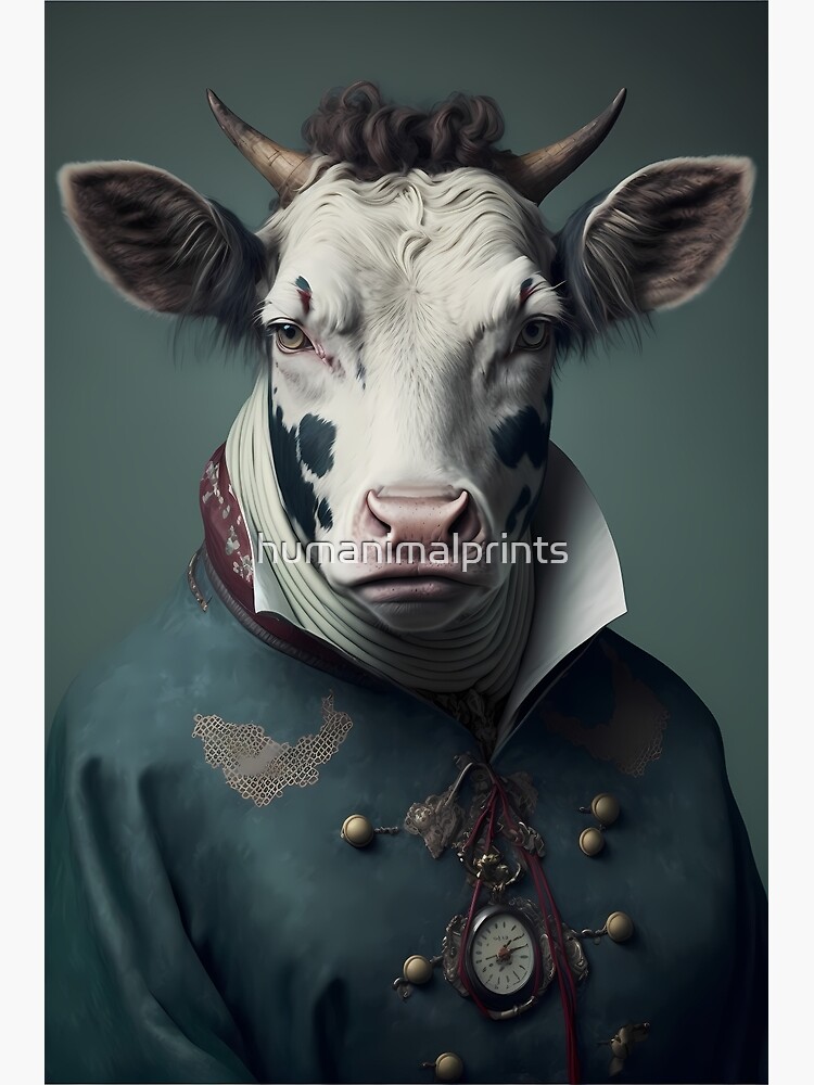 "Cow Animal Wall Print Decor | Pets Dressed as Humans | HAPP-63" Art ...