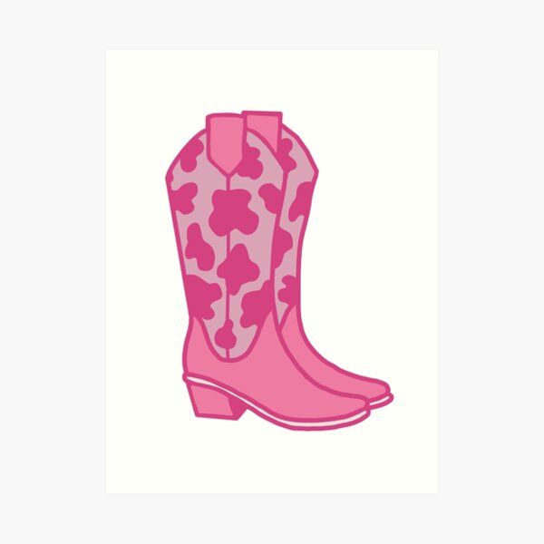 "Pink Cow Print Cowgirl Boots" Art Print for Sale by retrorangerr ...