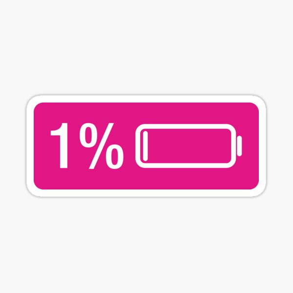 "(1%) One Percent Battery" Sticker for Sale by Geckoco | Redbubble
