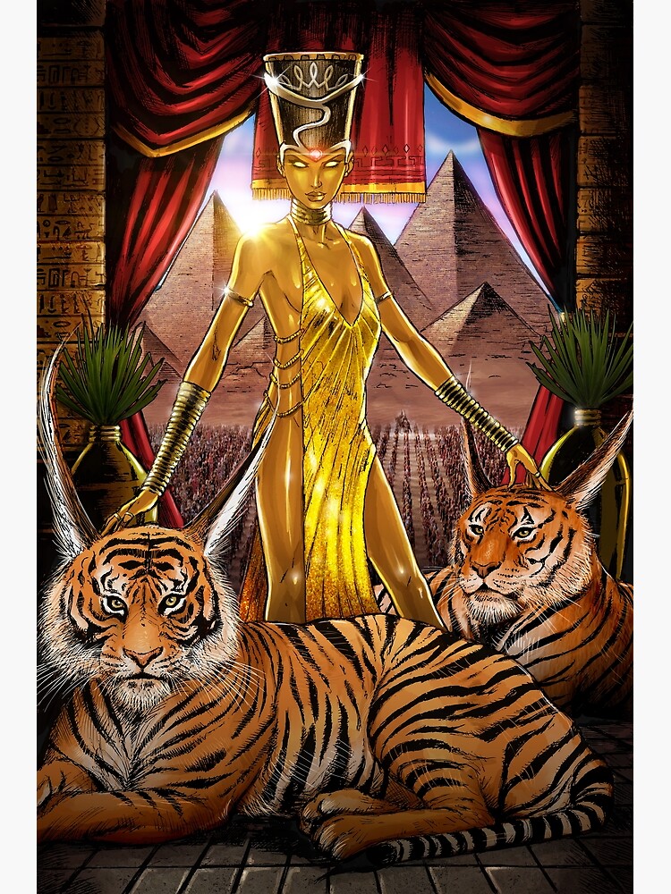 "Egyptian Pharaoh With Tigers" Poster for Sale by shevibe | Redbubble