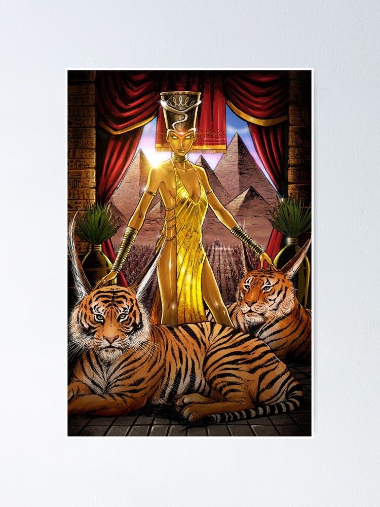 "Egyptian Pharaoh With Tigers" Poster for Sale by shevibe | Redbubble